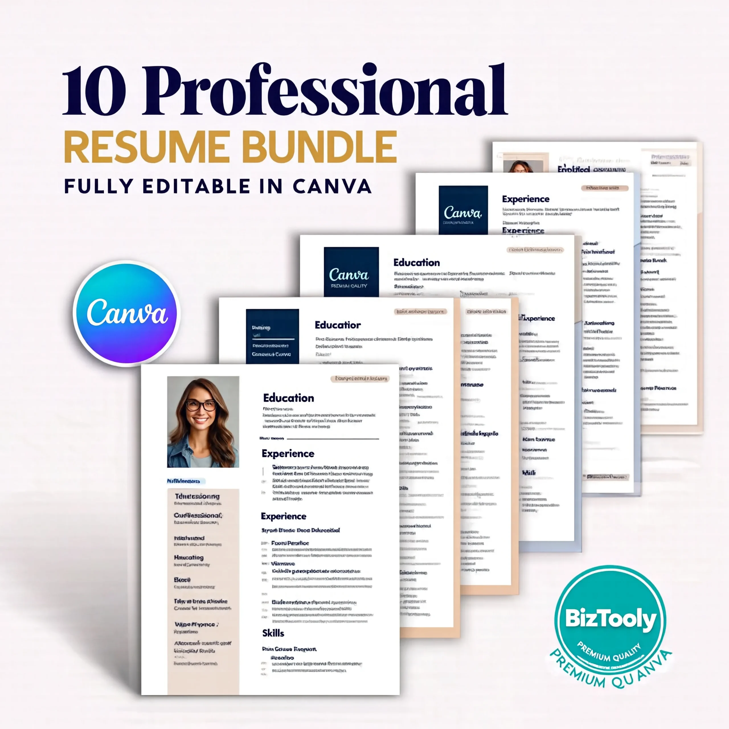 Canva Template Bundle: “BizTooy Professional Resume Bundle | 10 Modern ...